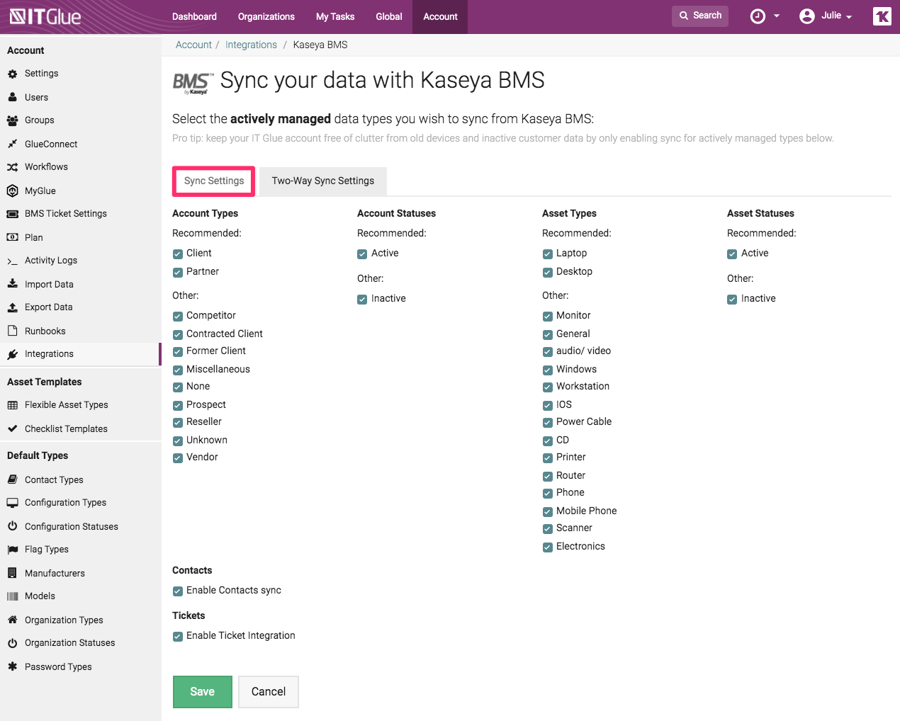Integrating with Kaseya BMS – Kaseya SANDBOX
